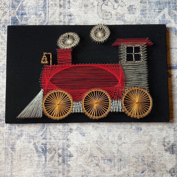 Vintage | Art | Rare Unique Vintage Choo Choo Train String Art Retro ...